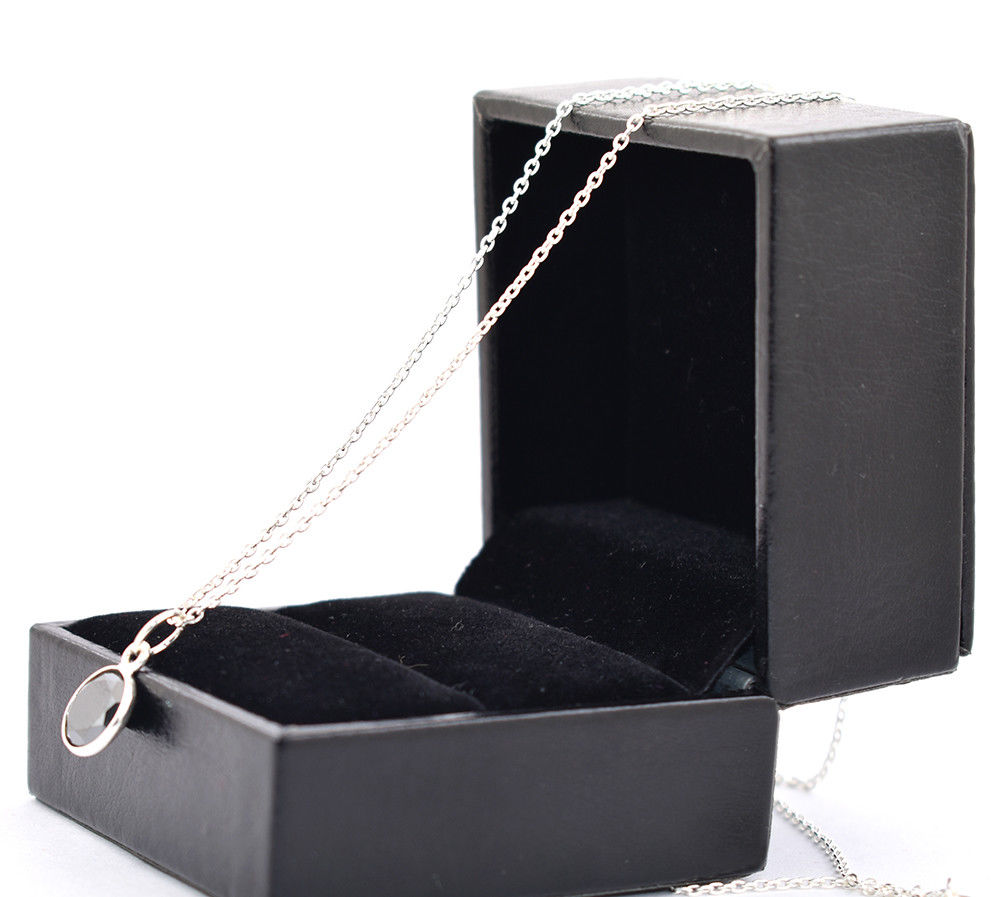 2.00 Ct AAA Certified Black Diamond Pendant Chain Necklace, Elegant ...
