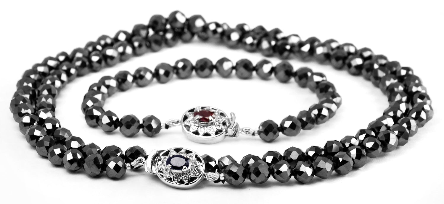 8 mm Derek Jeter Black Diamond Beaded Necklace with Bracelet Combo Set ...