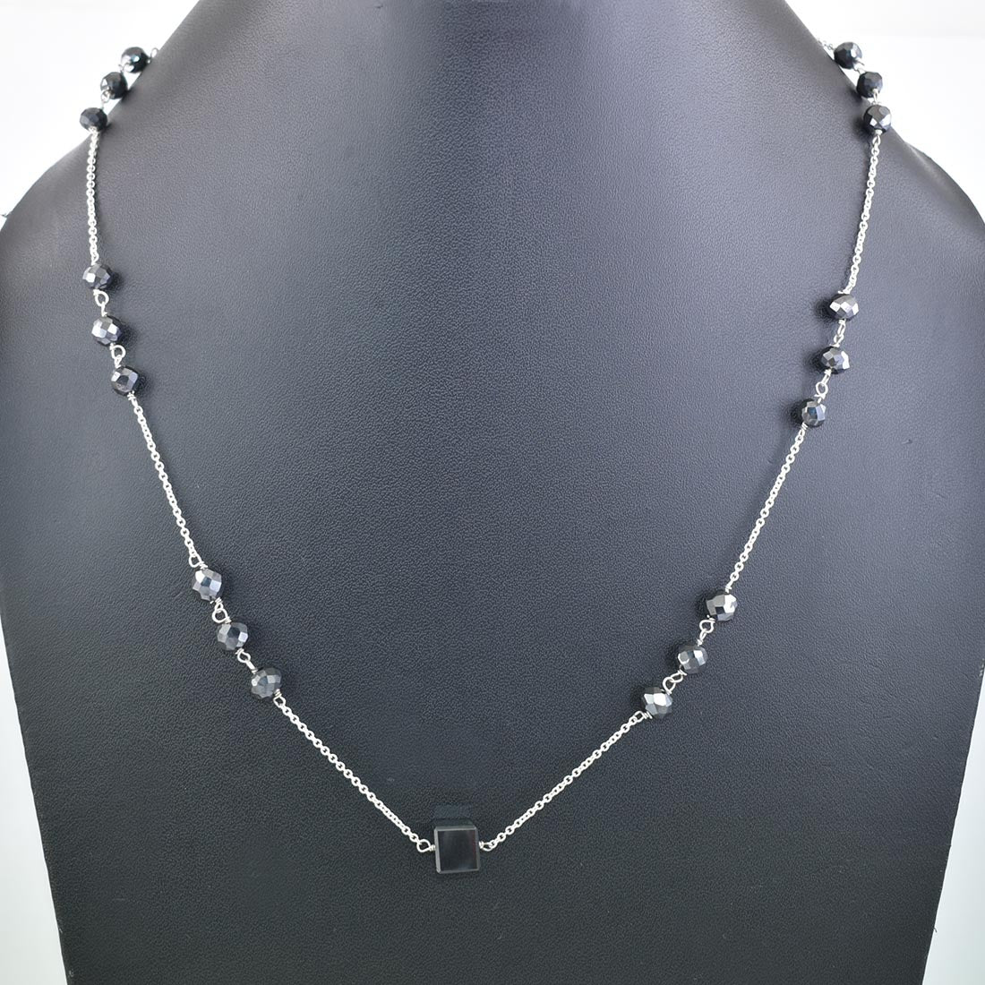 AAA 100 % Certified Black Diamonds Chain Necklace in 925 Silver ...