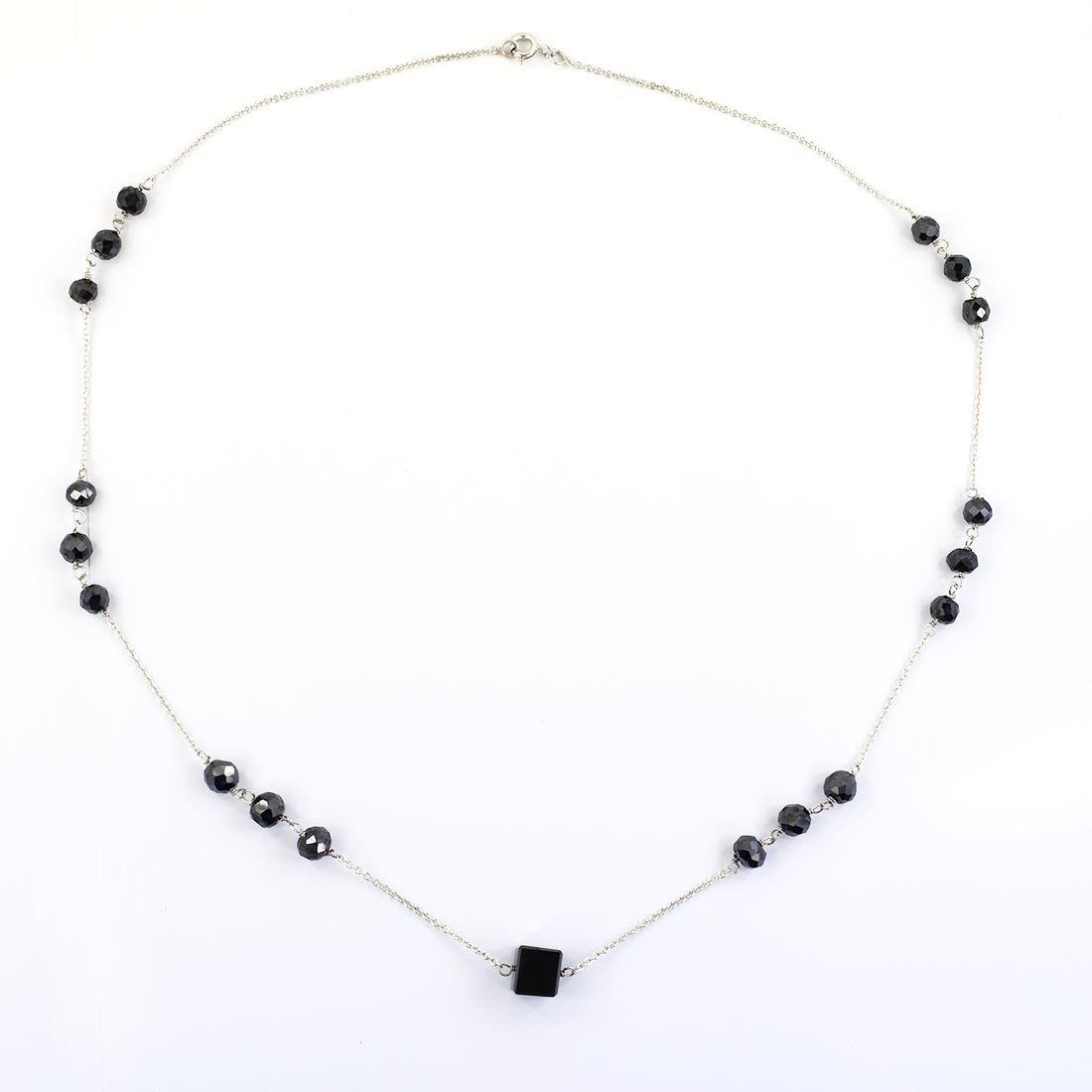 AAA 100 % Certified Black Diamonds Chain Necklace in 925 Silver ...