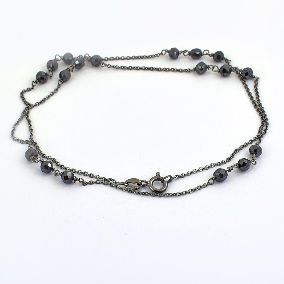 AAA Certified 3 mm - 3.5 mm Black Diamonds Chain Necklace in 925 Sterl ...