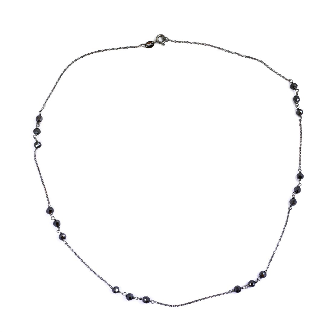 AAA Certified 3 mm - 3.5 mm Black Diamonds Chain Necklace in 925 Sterl ...