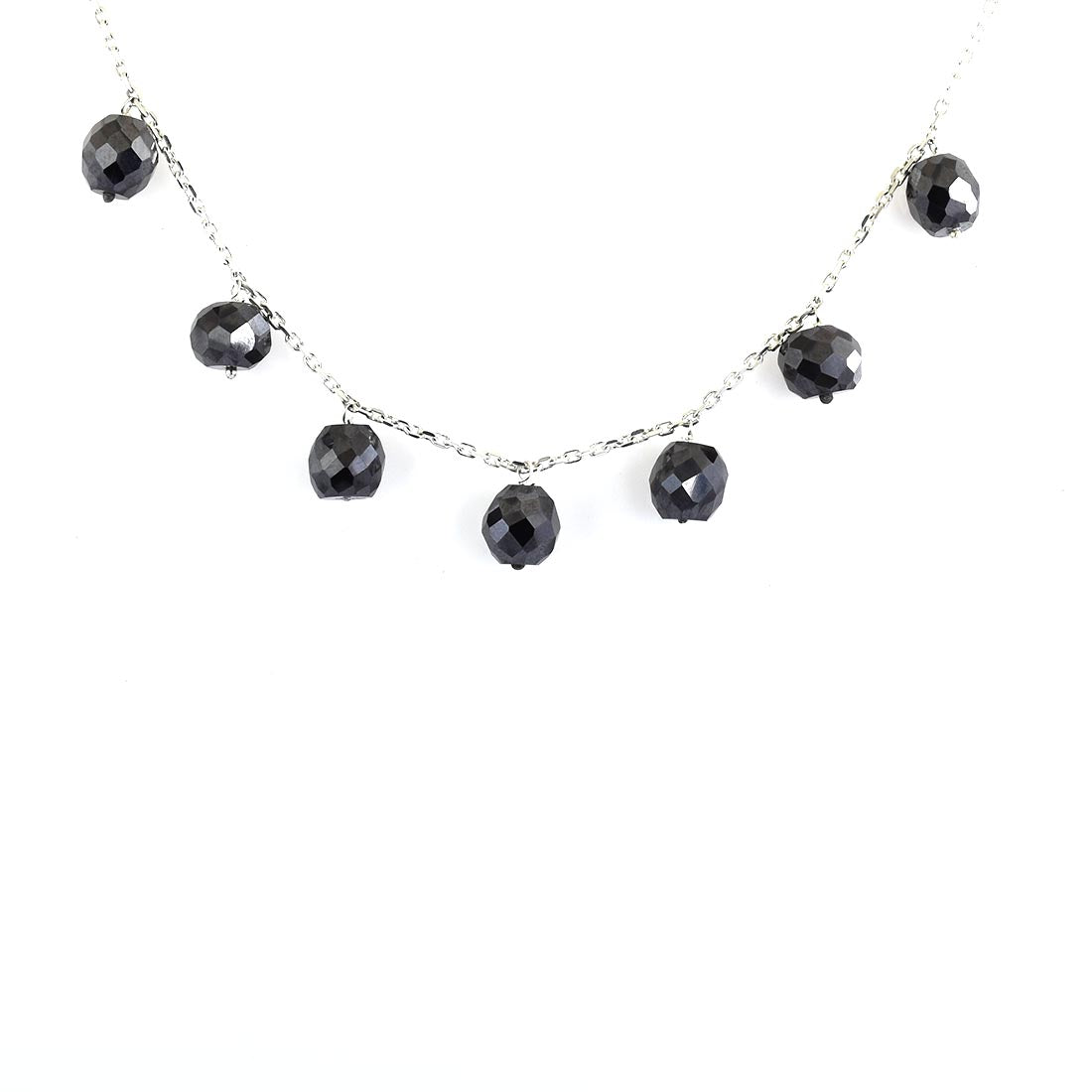 AAA Certified Elegant 10.17 Grams Black Diamond Chain Necklace in 925 ...
