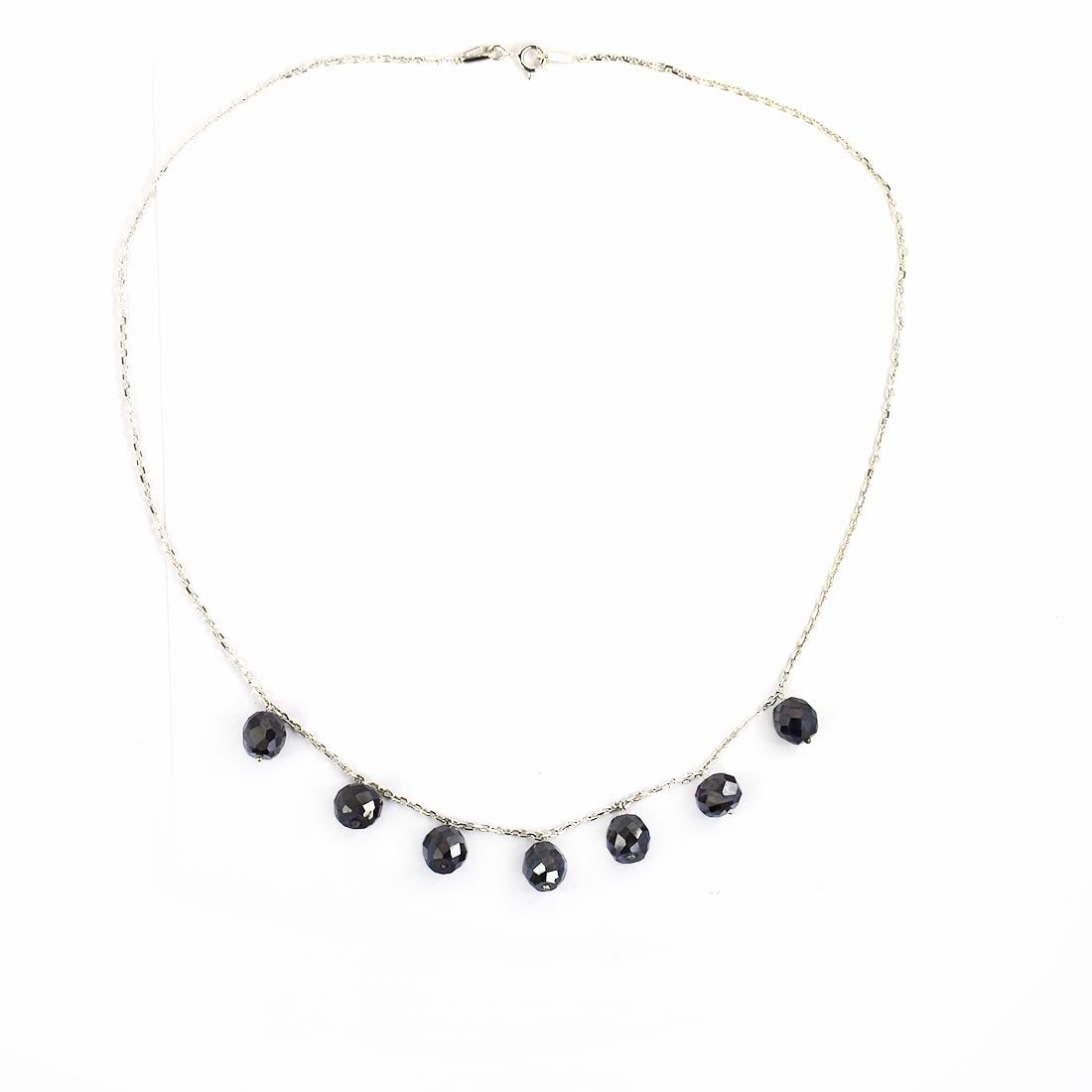 AAA Certified Elegant 10.17 Grams Black Diamond Chain Necklace in 925 ...