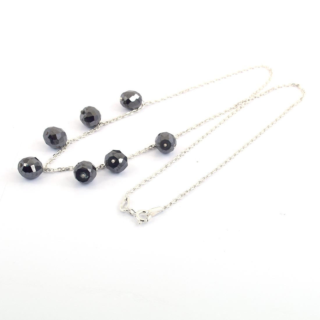 AAA Certified Elegant 10.17 Grams Black Diamond Chain Necklace in 925 ...